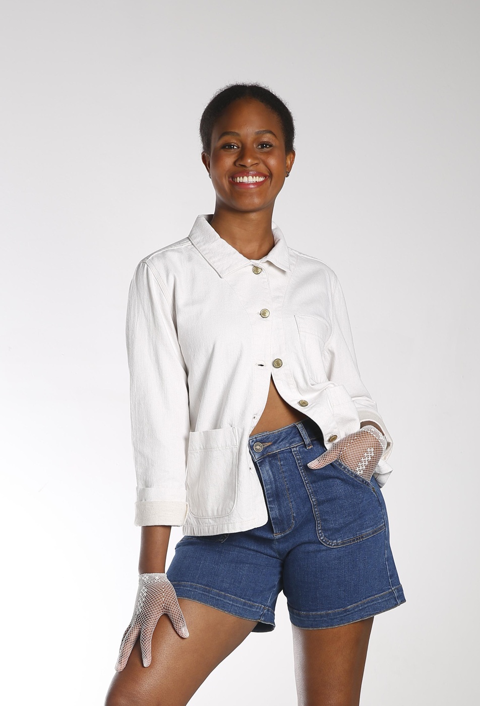 Sara Jacket Licht ecru denim blazer - Jassen Tops Vrouw - Lee Cooper